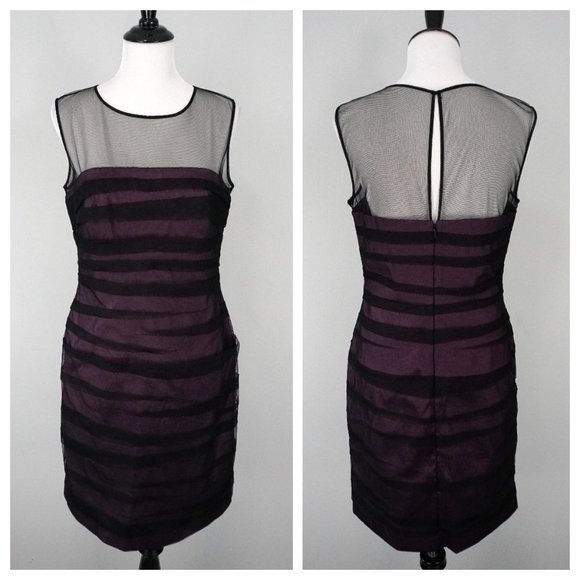 JS Collections | Dresses | Js Collections Purple Black Sheer Top Formal ...